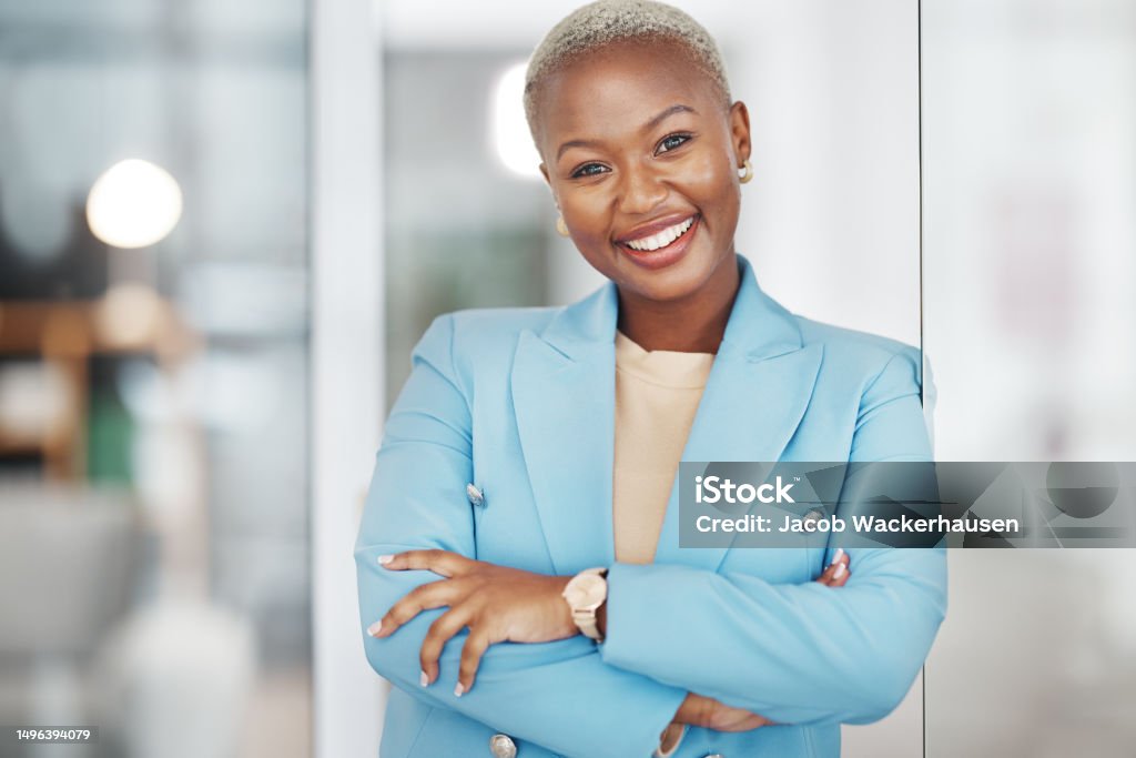 Black Woman Portrait Smile And Arms Crossed In Small Business