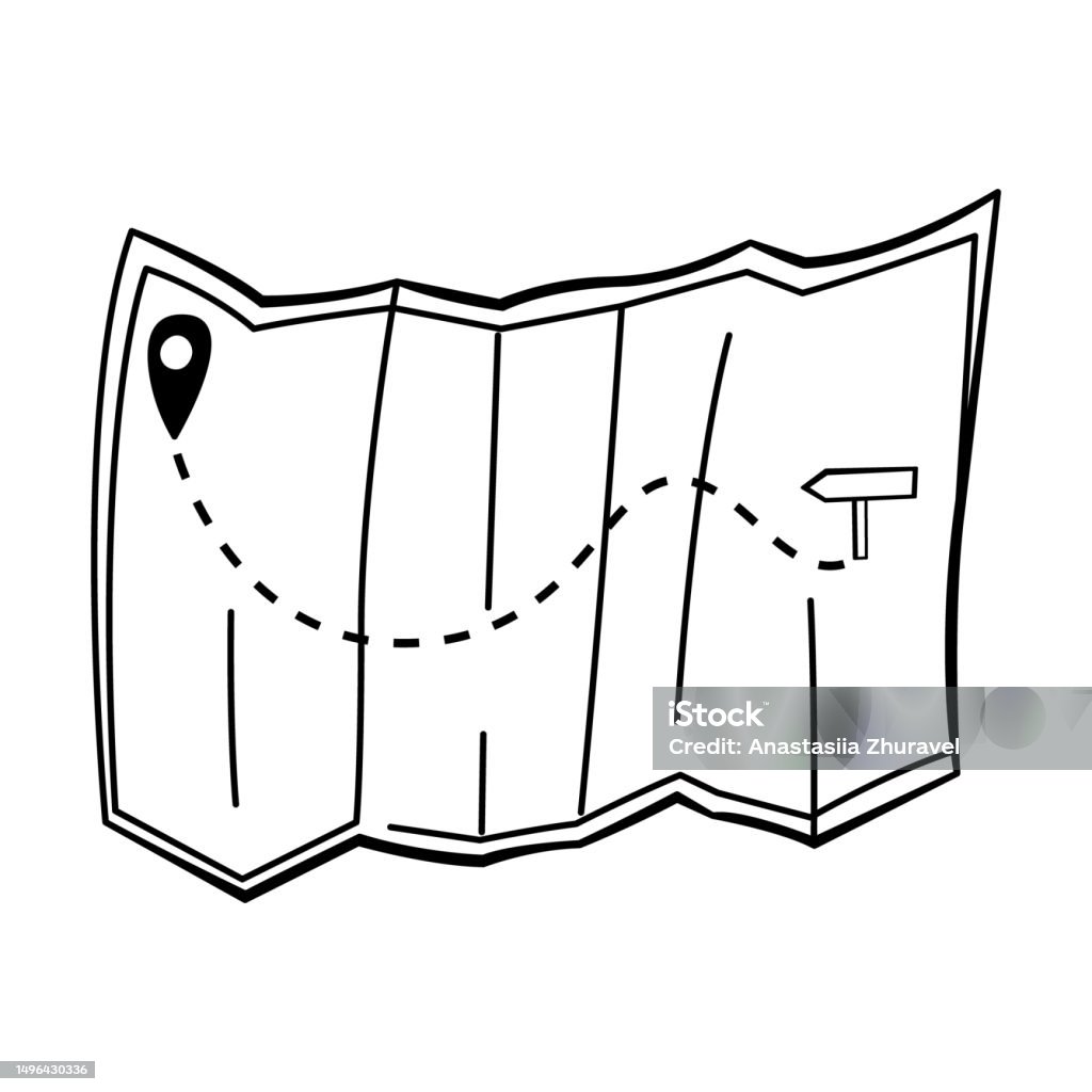 Folded Paper Map Stock Illustration Download Image Now Adventure Blank Brochure Istock