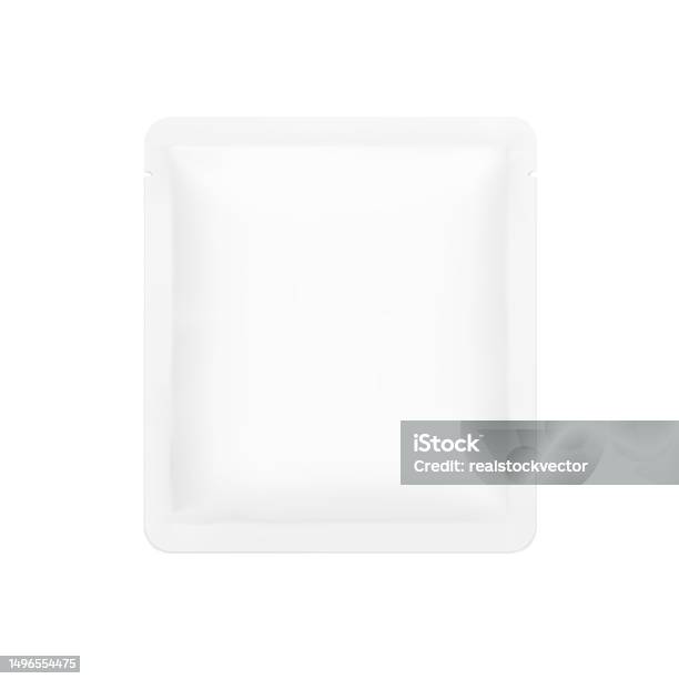 High Realistic Sachet Mockup Vector Illustration Isolated On White