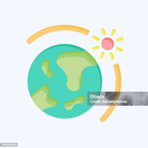 Icône Terre Soleil Lié Au Symbole De Lespace Style Plat Conception