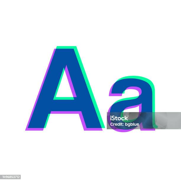 Letter A Uppercase And Lowercase Icon With Two Color Overlay On White