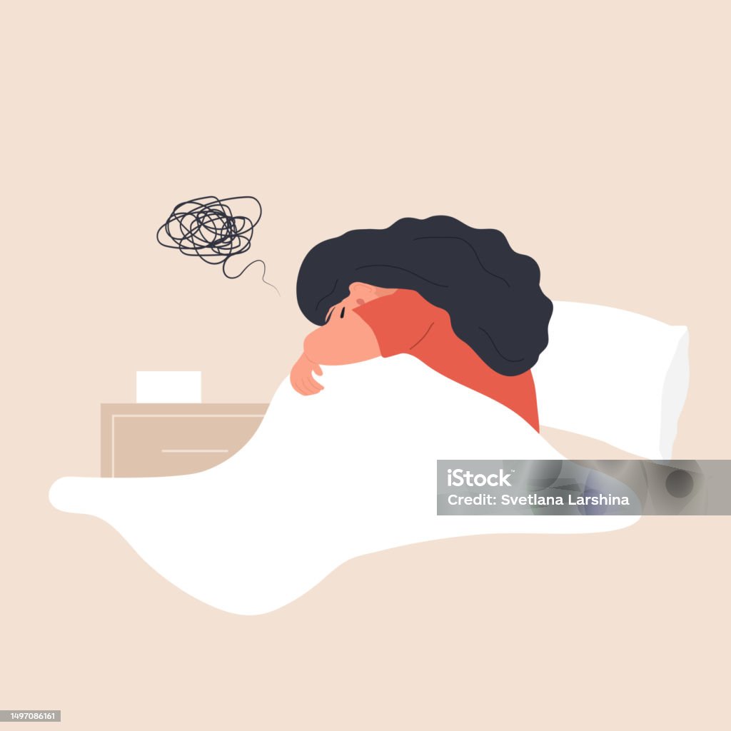 Insomnia Concept Tired And Upset Woman Having Difficulty Falling Asleep