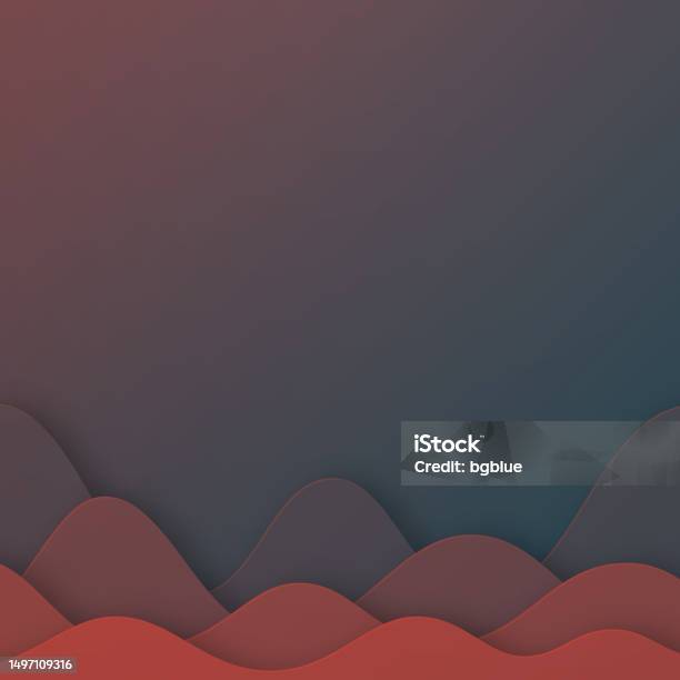 Red Abstract Wave Shapes Paper Cut Background Trendy 3d Design Stock
