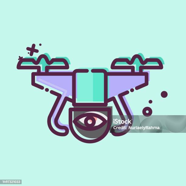 Icône Drone De Surveillance Lié Au Symbole Drone Style Mbe Conception