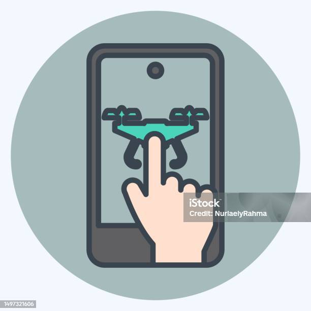 Icon Mobile App Terkait Dengan Simbol Drone Gaya Pasangan Warna Desain