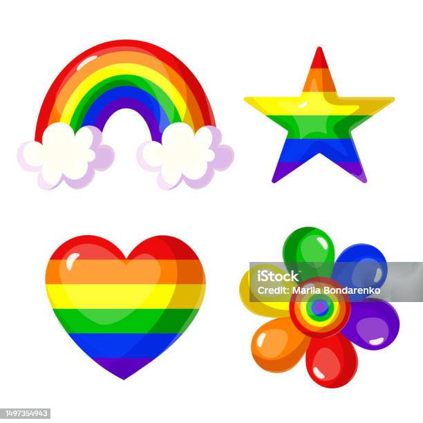 Ensemble De Symboles Lgbt Éléments Vectoriels Arcenciel Pour Le Mois De