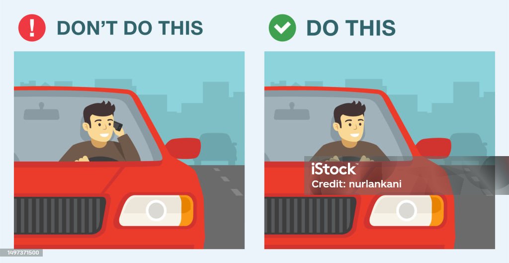 Dos And Donts Safe Driving Tips And Rules Wrong And Correct Behavior Do