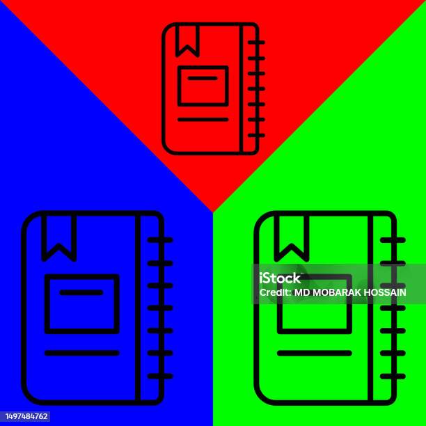 Notebook Vector Icon Lineal Style Isolated On White Background Stock