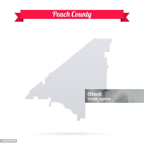 Peach County Georgia Map On White Background With Red Banner Stock