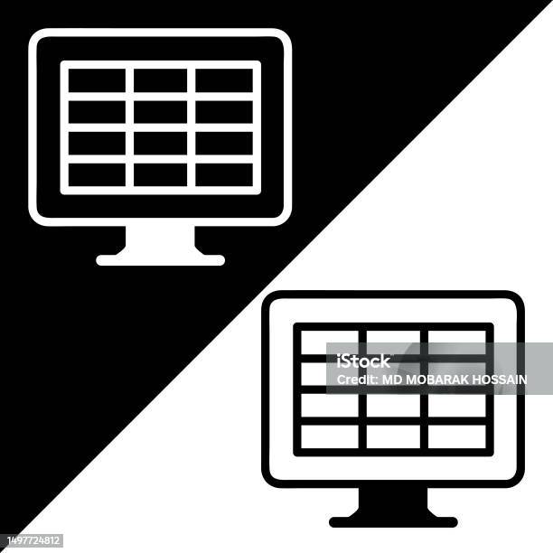 Excel Vector Icon Lineal Style Isolated On White Background Stock
