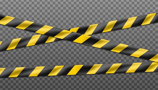 Danger Vectoriel Réaliste Ruban Rayé Noir Et Jaune Ruban Davertissement
