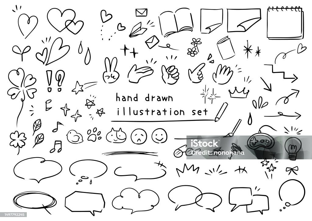 Hand Drawn Illustration Set Stock Illustration Download Image Now Arrow Symbol Black And