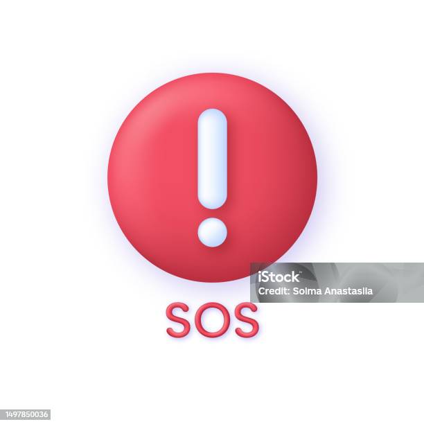 Panneau Davertissement Rouge 3d Attention Et Concept Sos Vecteurs