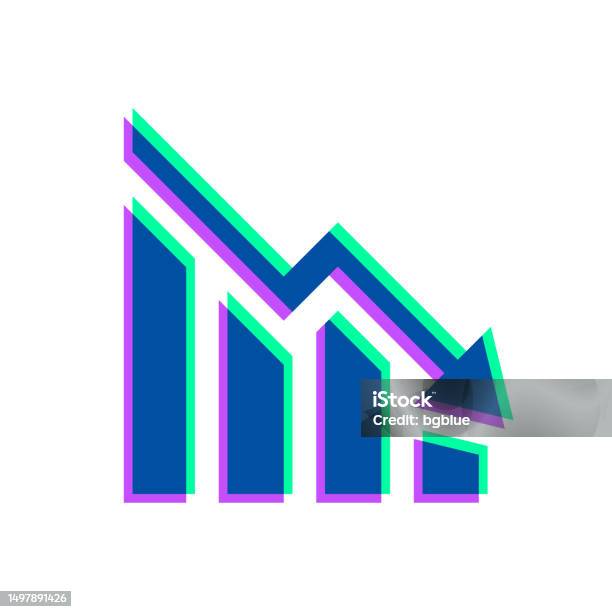 Graphique Décroissant Icône Avec Superposition De Deux Couleurs Sur