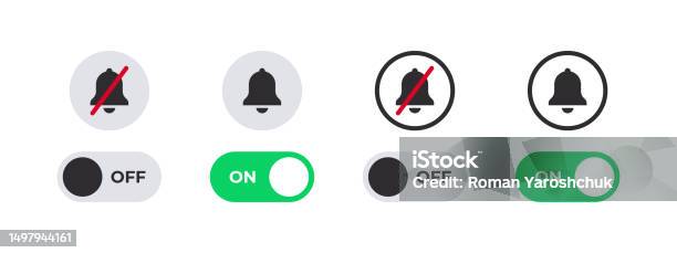 On And Off Switch Icons Enable Or Disable Notifications Vector Scalable