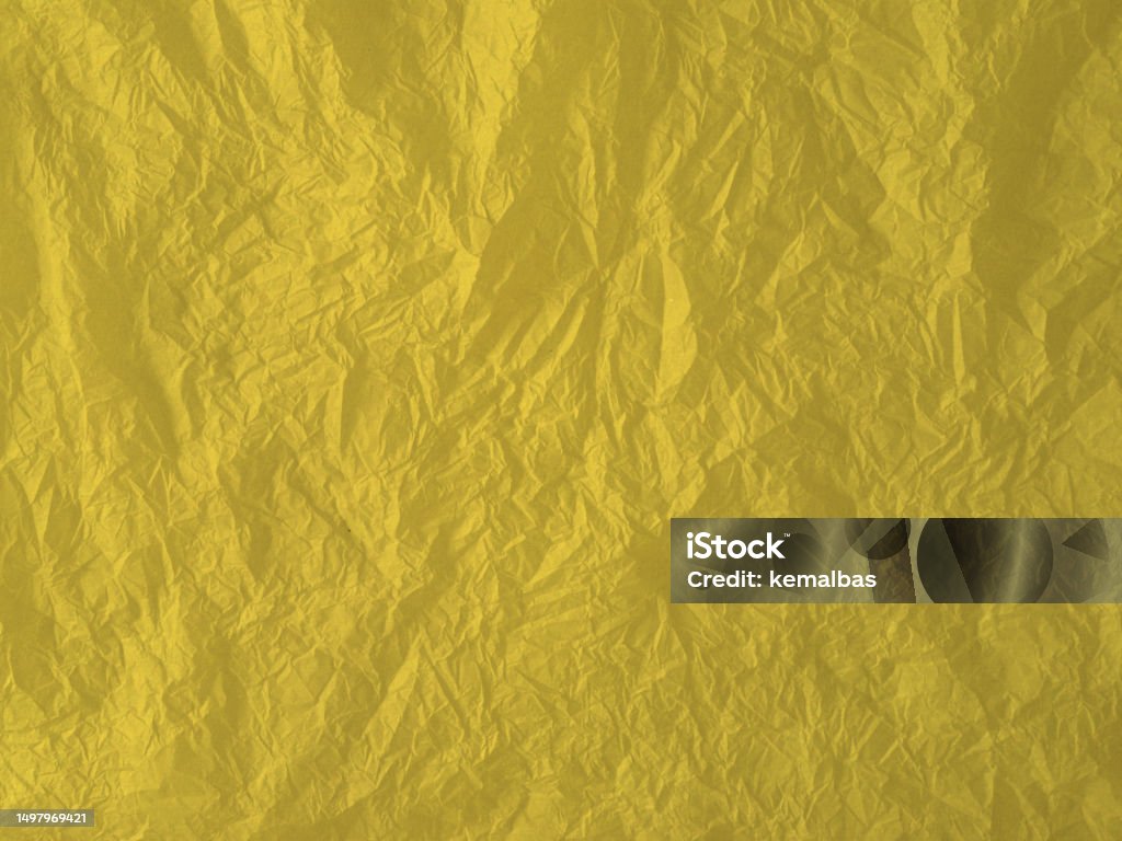 Yellow Crumpled Paper Background Stock Photo - Download Image Now
