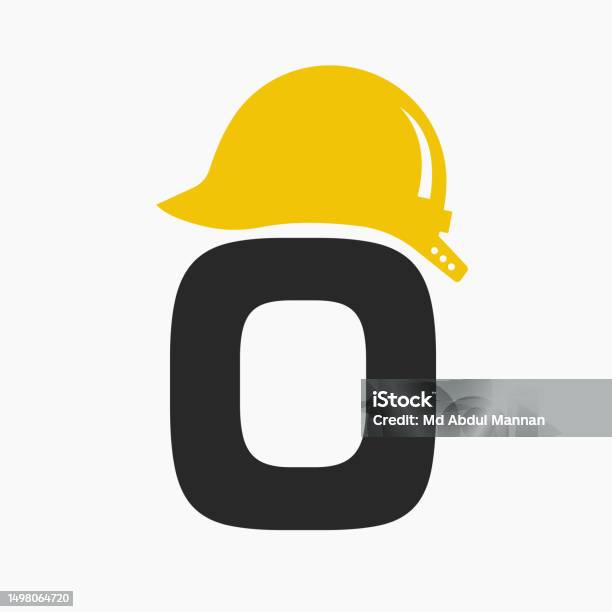 Concept De Logo De Construction De Casque Lettre O Avec Icône De Casque