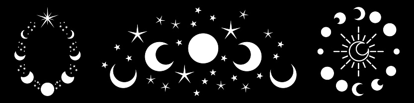 Bulan Ajaib Dan Ikon Bintang Elemen Grafis Untuk Astrologi Penyihir