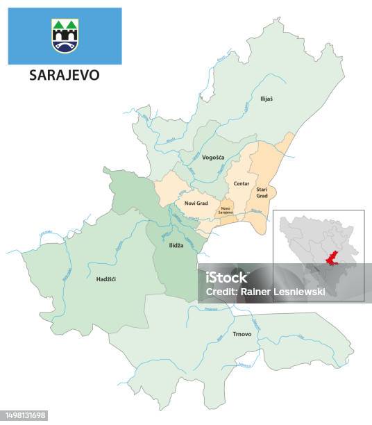 Carte Vectorielle Administrative Du Canton Et De La Ville De Sarajevo