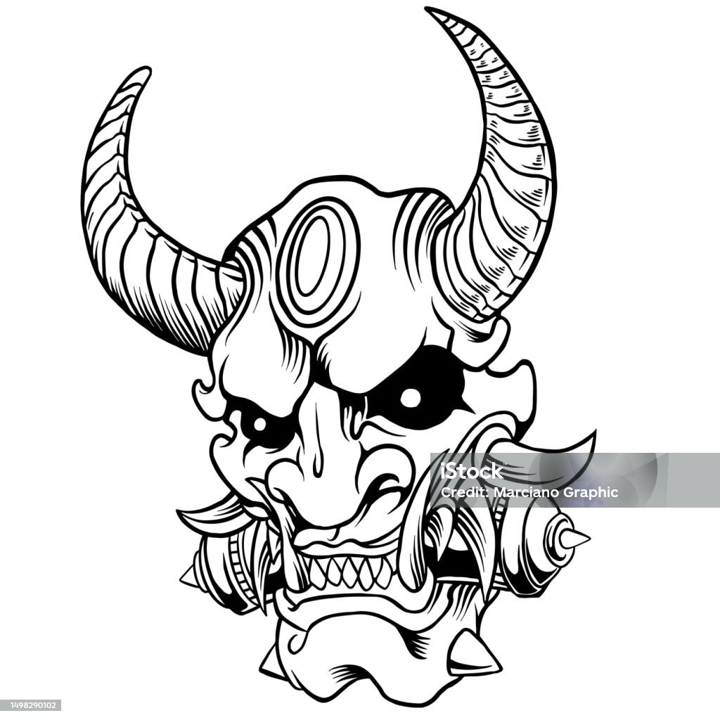 Topeng Oni Gaya Tato Jepang Hitam Putih Ilustrasi Stok - Unduh Gambar ... Topeng Oni Gaya Tato Jepang Hitam Putih Ilustrasi Stok - Unduh Gambar ...