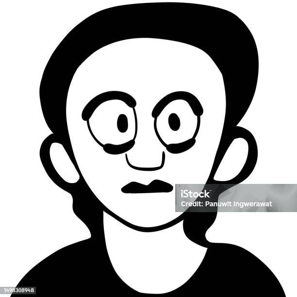 Homme Face Line Art Noir Et Blanc Style Minimal Pour Lœuvre Dart