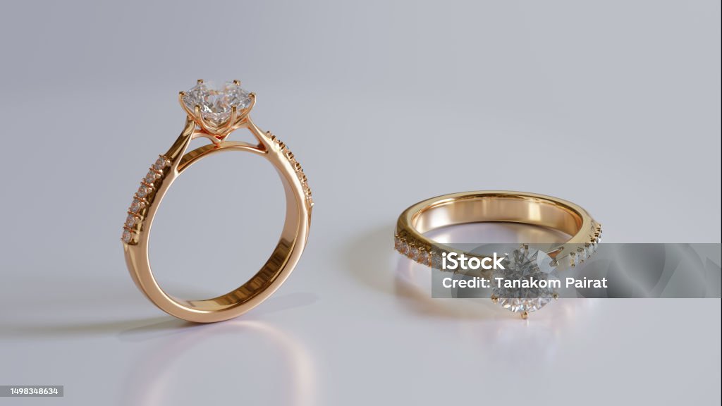 Desain Render 3d Dari Dua Cincin Berlian Emas Dengan Pencahayaan Studio ... Desain Render 3d Dari Dua Cincin Berlian Emas Dengan Pencahayaan Studio ...