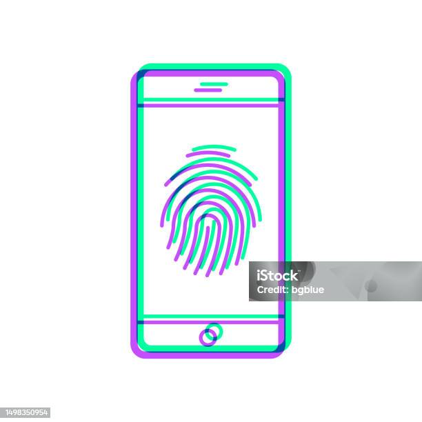 Smartphone Avec Empreinte Digitale Icône Avec Superposition De Deux