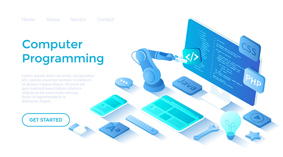 Computer Programming Software Web App Development Program Code On Monitor Screen Website