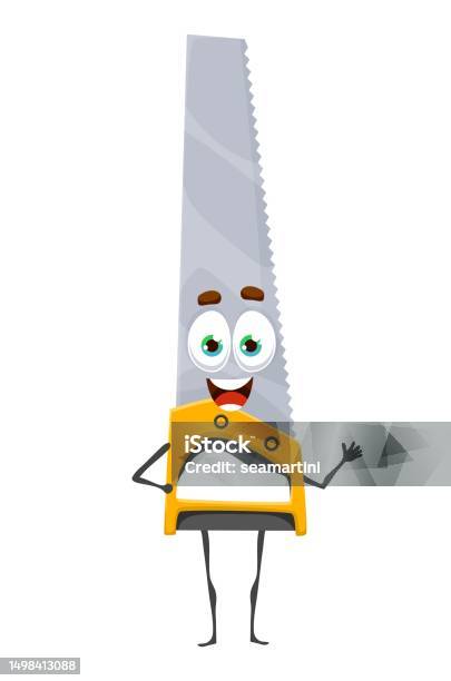 Personnage Doutil De Scie De Dessin Animé Outil De Menuiserie Vecteurs