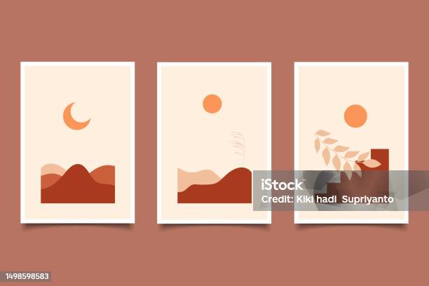 Abstrak Estetika Boho Kontemporer Modern Matahari Dan Bulan Lanskap ... Abstrak Estetika Boho Kontemporer Modern Matahari Dan Bulan Lanskap ...