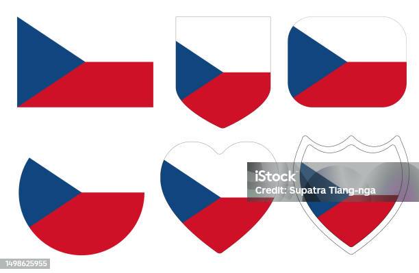 Bendera Republik Ceko Dalam Bentuk Desain Set Set Bendera Ceko