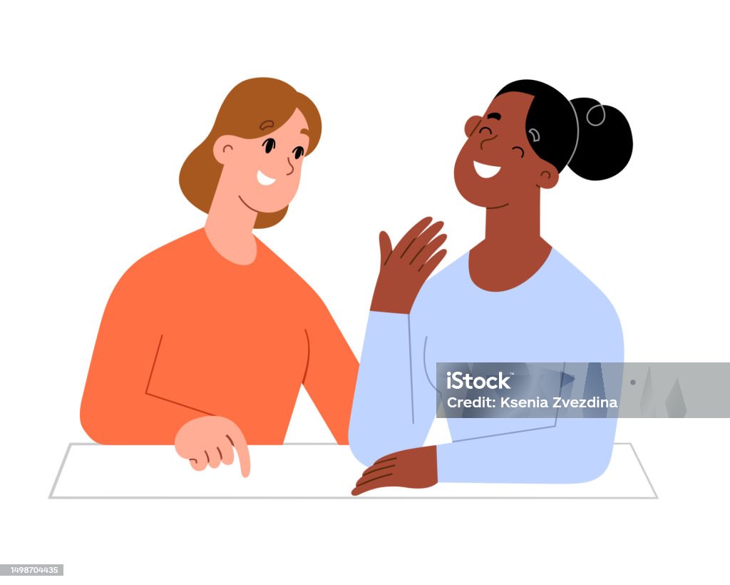 Female Friends Talking And Laughing Two Women Spend Time Together Smile