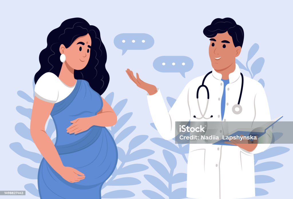 Seorang Dokter Memeriksa Seorang Wanita Hamil India Diagnosis Dan Konsultasi Dokter Kandungan