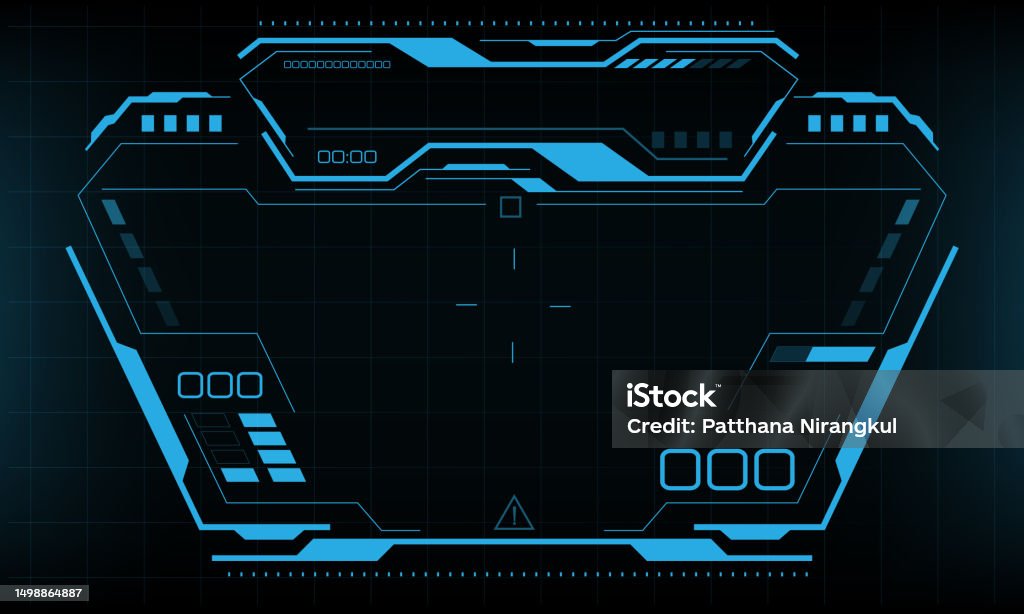 Layar Antarmuka Scifi Hud Dasbor Biru Desain Tampilan Digital Realitas