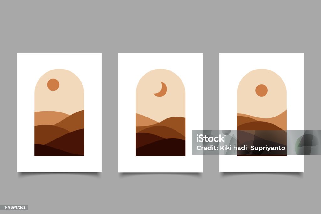 Abstrak Estetika Boho Kontemporer Modern Matahari Dan Bulan Lanskap ... Abstrak Estetika Boho Kontemporer Modern Matahari Dan Bulan Lanskap ...