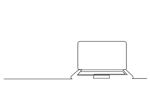 Dessin Au Trait Continu Dun Ordinateur Portable Vecteurs Libres De