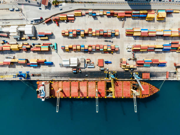 Free Stock Photo of Aerial View of Large Container Yard | Download Free ...