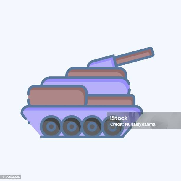 Tangki Ikon Terkait Dengan Simbol Militer Gaya Doodle Desain Sederhana