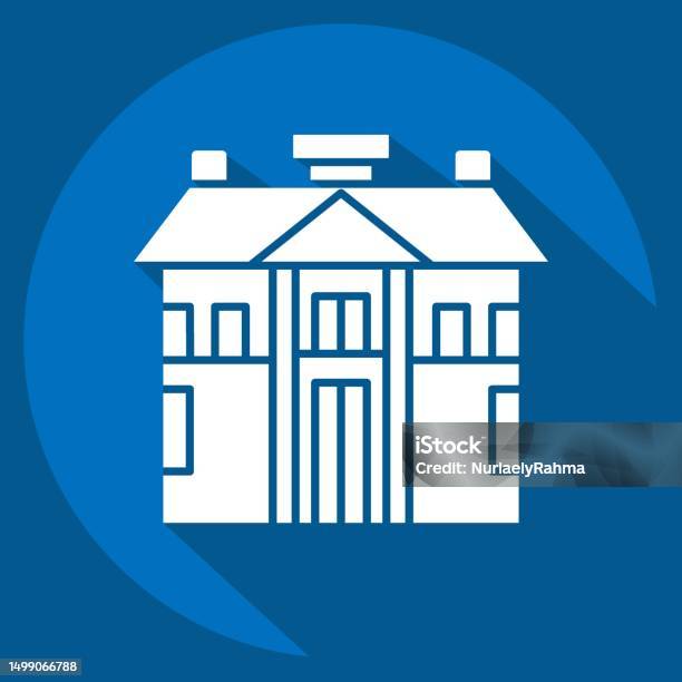 Caserne Icône Lié Au Symbole Militaire Style Dombre Longue Conception