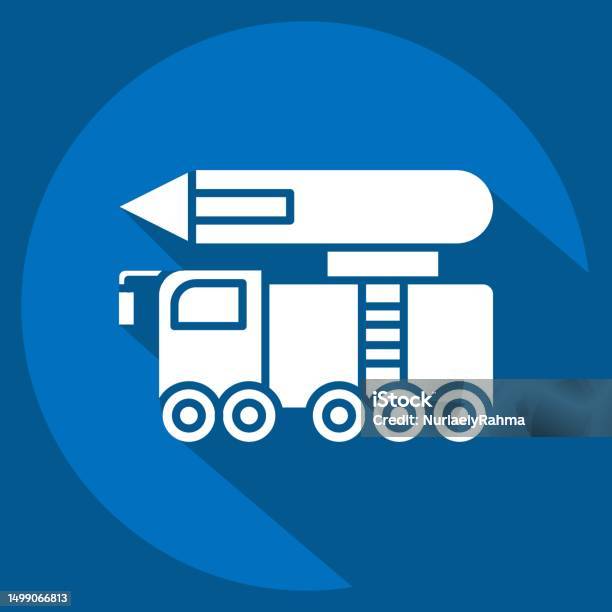 Ikon Rudal Terkait Dengan Simbol Militer Gaya Bayangan Panjang Desain