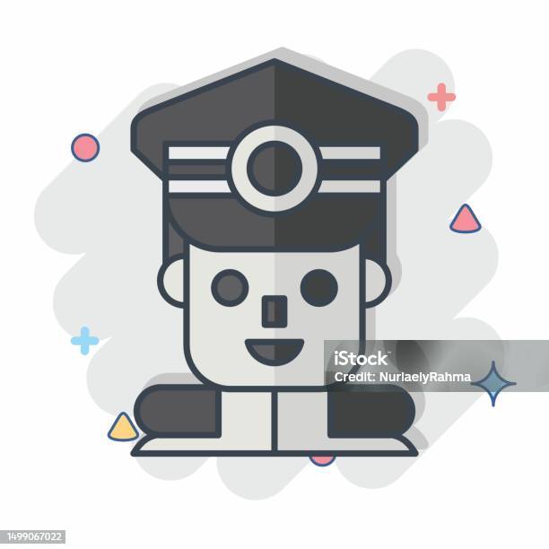 Icône Commandant Lié Au Symbole Militaire Style Comique Conception