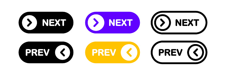 Previous And Next Navigation Buttons Prev Next Web Page Button For Move To The Next And Previous
