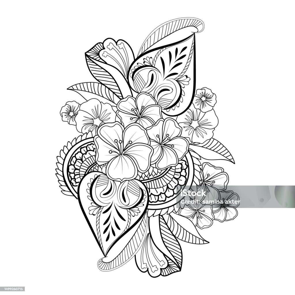 Detailed Flower Coloring Pages Printable Aesthetic Flower Coloring