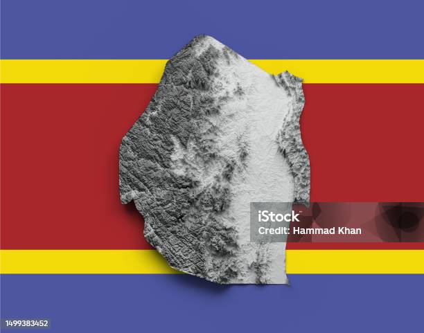 Peta Eswatini Relief Berbayang Warna Peta Ketinggian Pada Bendera Latar ... Peta Eswatini Relief Berbayang Warna Peta Ketinggian Pada Bendera Latar ...