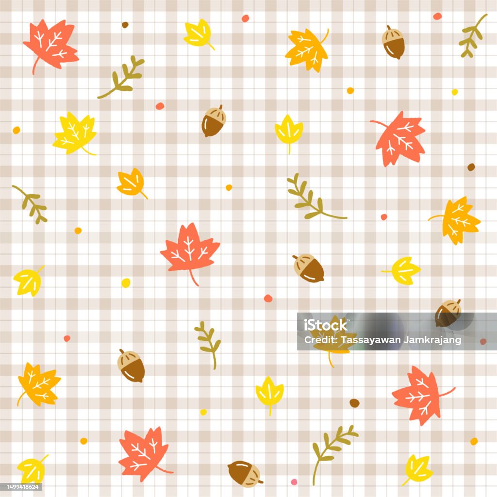 Doodle Lucu Musim Gugur Ditsy Acorn Oak Daun Kering Daun Maple Merah ... Doodle Lucu Musim Gugur Ditsy Acorn Oak Daun Kering Daun Maple Merah ...