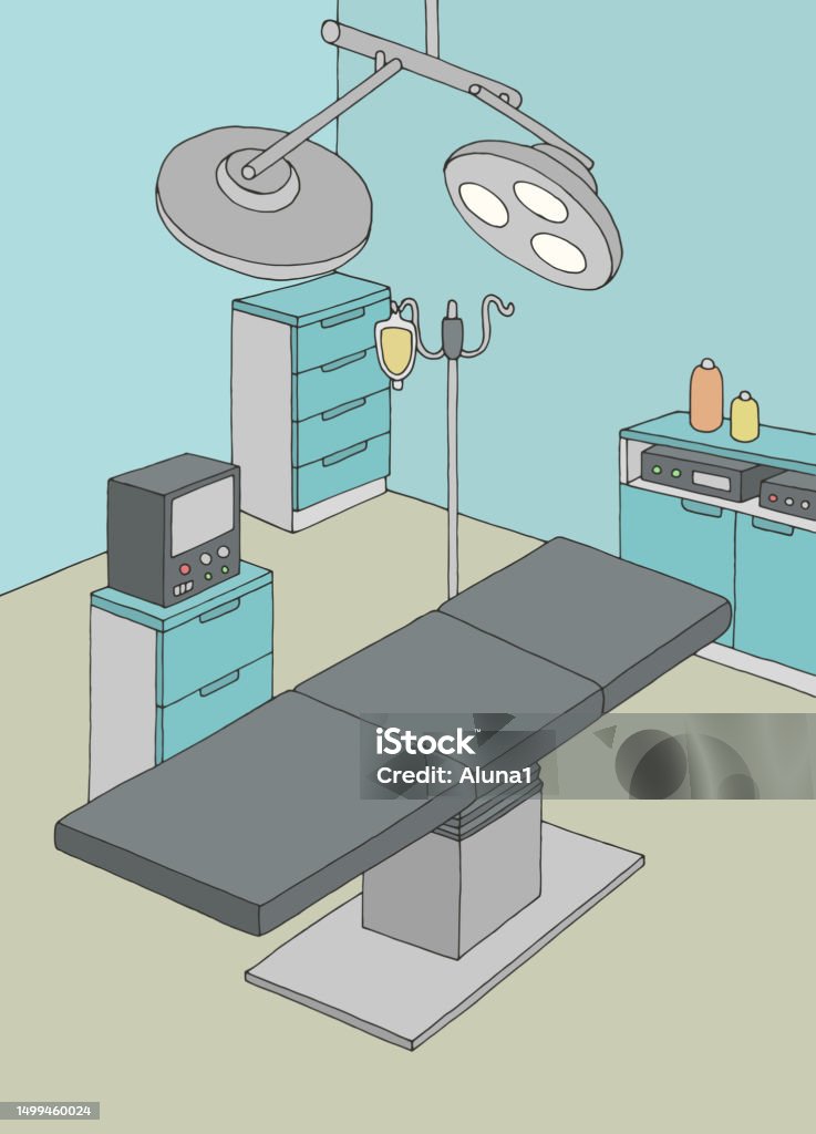 Ruang Operasi Warna Grafis Interior Vertikal Sketsa Ilustrasi Vektor