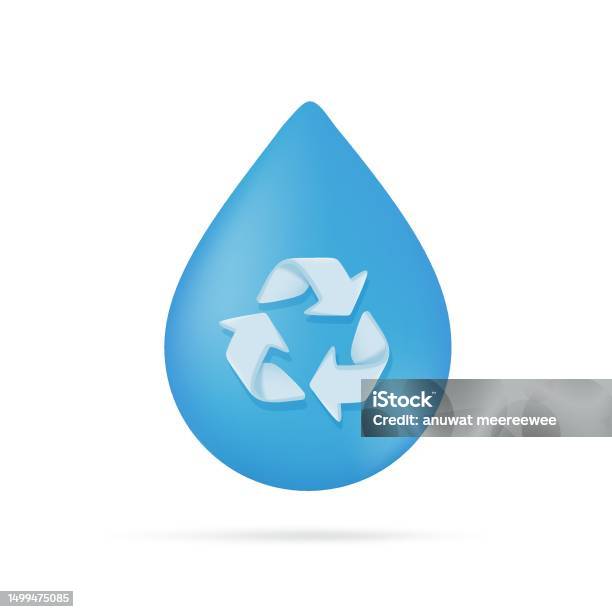 Symbole De Recyclage Sur La Goutte Deau Concept De Réduction De Leau