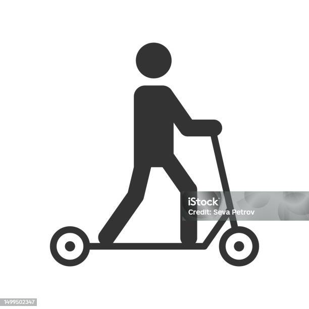 Homme Sur Licône Du Scooter Électrique Illustration Vectorielle