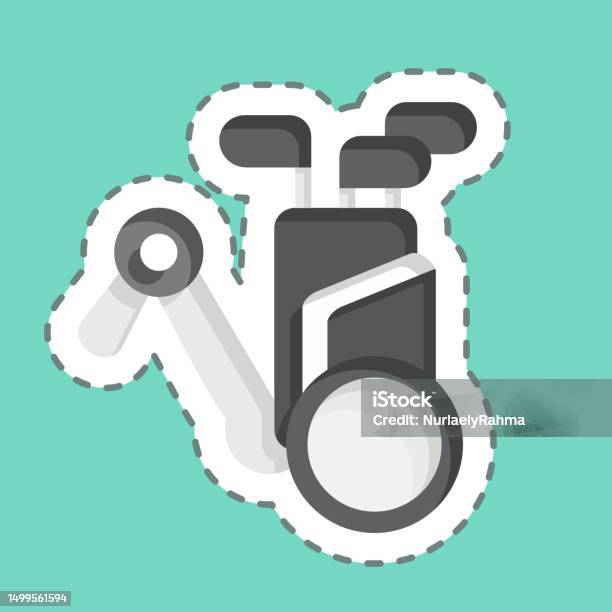 Garis Stiker Memotong Trolley Terkait Dengan Simbol Golf Desain