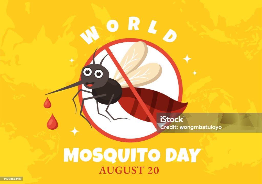 Ilustrasi Vektor Hari Nyamuk Sedunia Pada 20 Agustus Dengan Midge Dapat